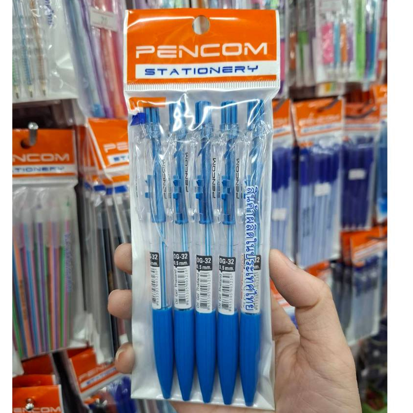 ปากกาPencom //สีน้ำเงิน เซต5แท่ง สินค้าพร้อมส่ง003230 | Shopee Thailand