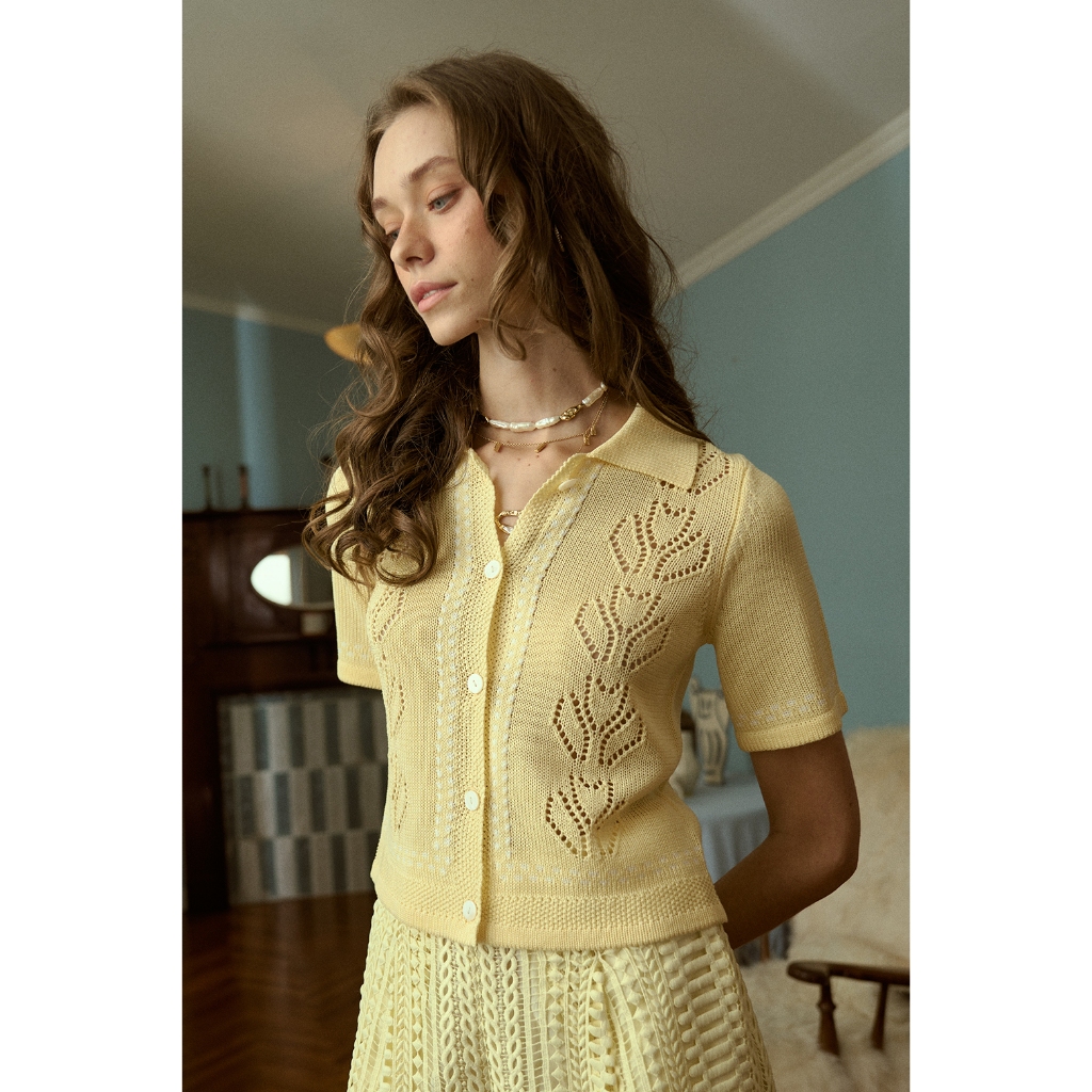 Perana เสื้อ KNIT - LAURA SHIRT (สีเหลือง Yellow ) | Shopee Thailand