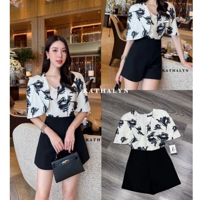 Kathalyn เสื้อ+ขาสั้น ชุดใส่เดินห้างดูผู้ดี | Shopee Thailand