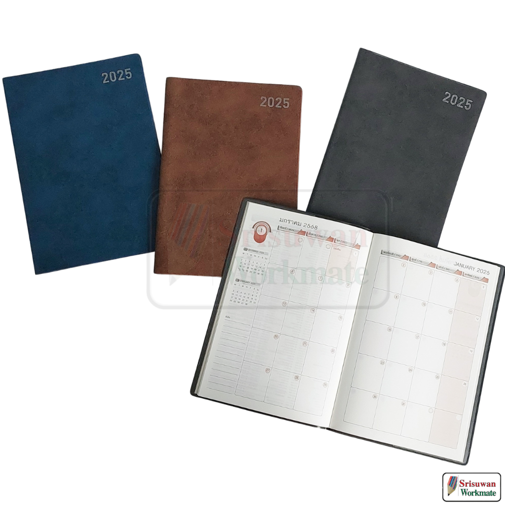 DX525 คละสีปก Schedule Book 2025 14.5x21 ซม. ปกหนัง กันน้ำ ขนาดพกพา ...
