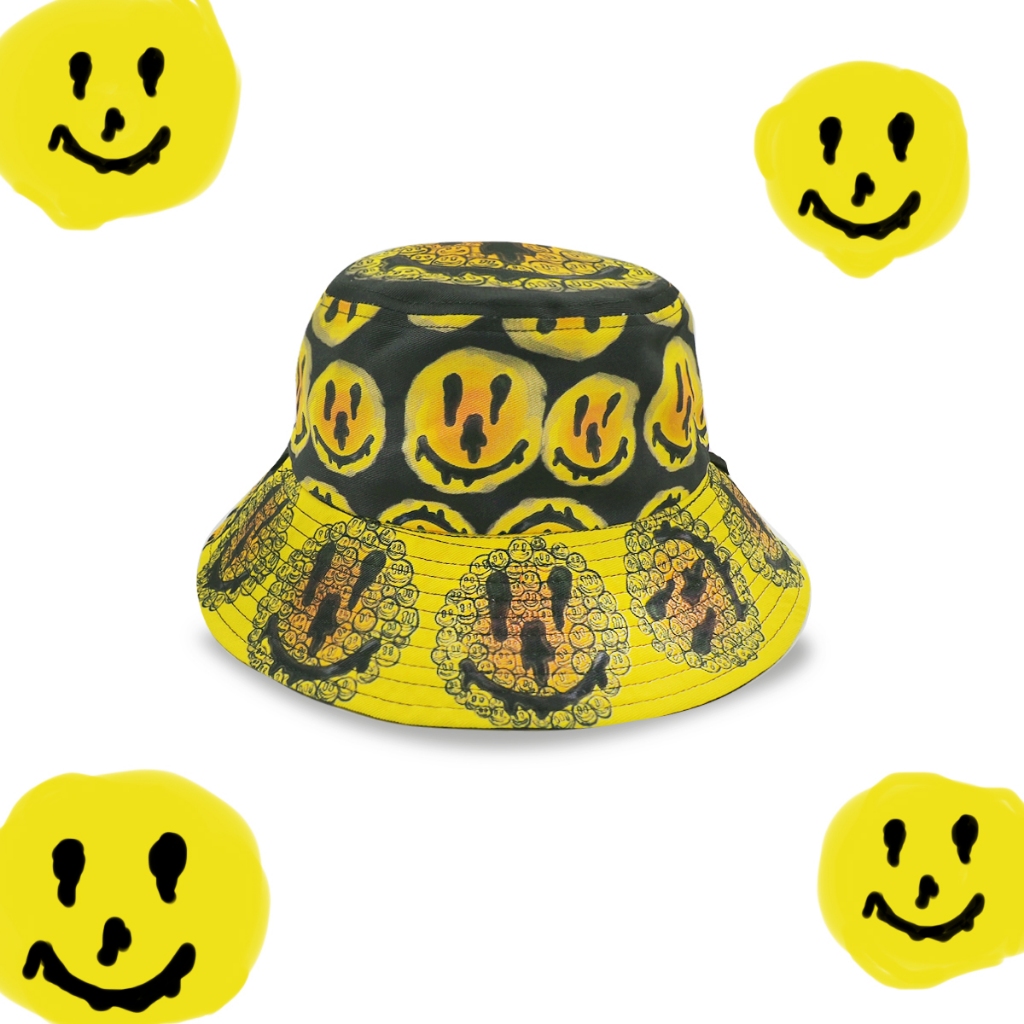 MAMAD HAT18หมวกBucket Hatคอนเซ็ปต์ “smile”"หมวกวัสดุผ้าลายวาดใหม่ ...