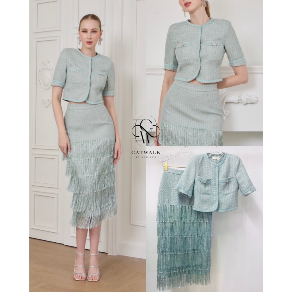 CATWALK BY KOH-TUN เซตเสื้อผ้าทวิต+กระโปรงแต่งพู่.3 | Shopee Thailand