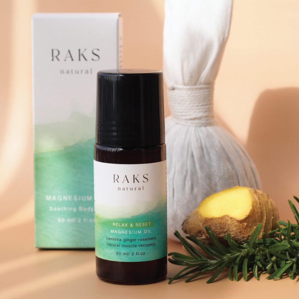 RAKS NATURAL โรลออนนวดตัวแมกนีเซียมออลย์ Relax & Reset สารสกัดจากขิงและ ...
