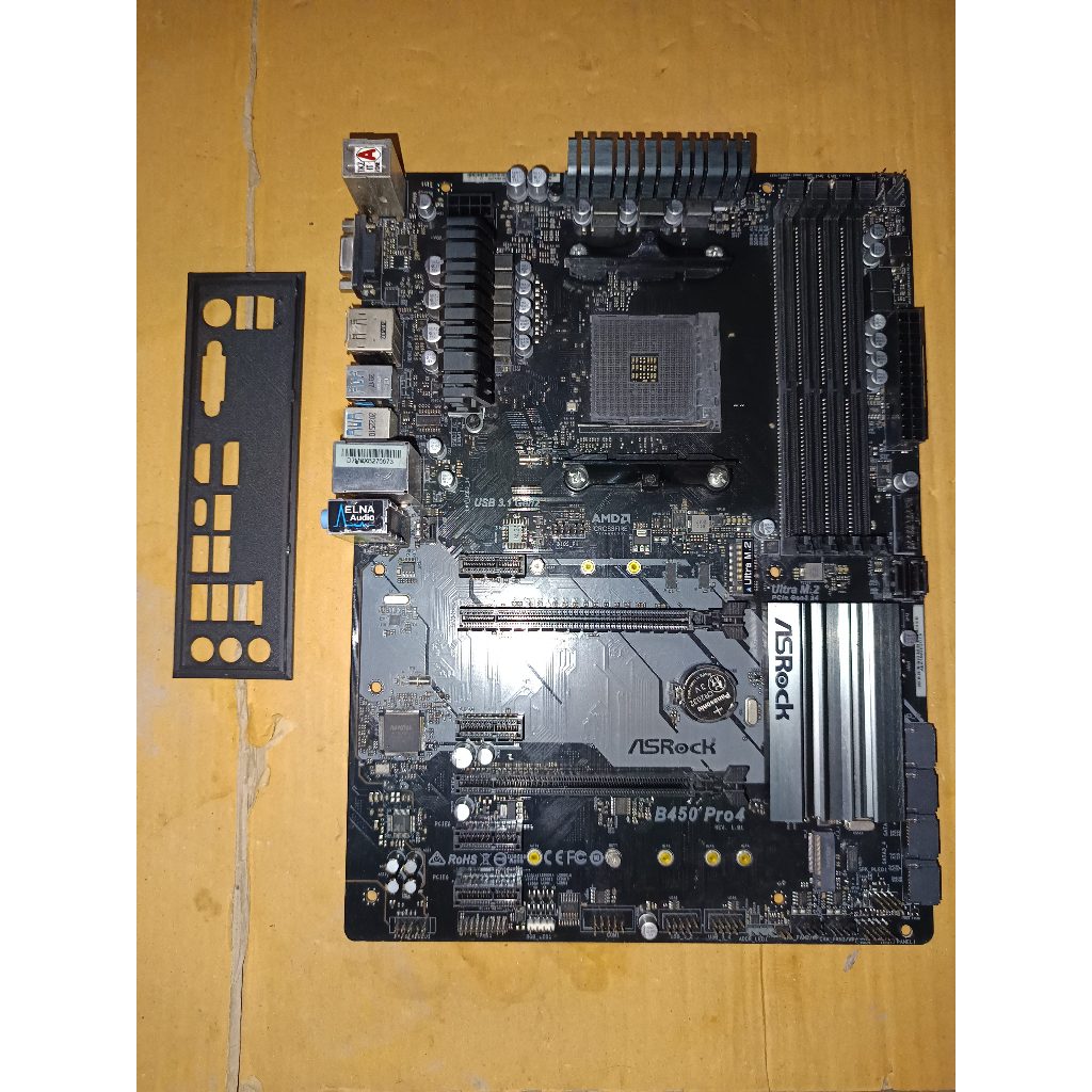 ***ส่งฟรี***MAINBOARD AM4 ASROCK B450 PRO4 DDR4 สภาพดี + Plate หลัง ให้ ...
