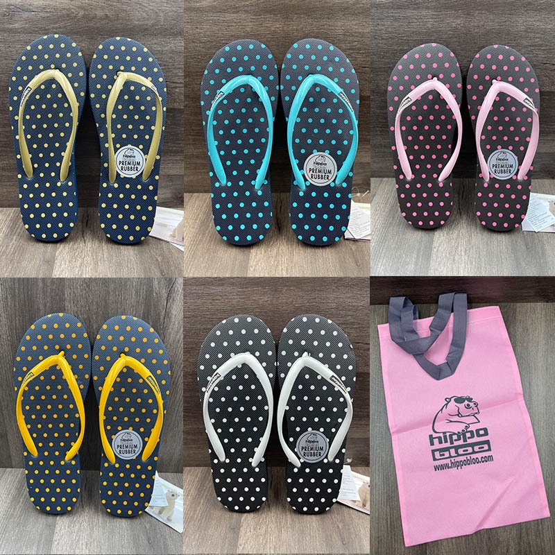 HippoBloo รองเท้าแตะ หูเล็ก พื้นลายจุด สัมผัสความนุ่มสบาย จากยางพาราธรรมชาติ แถมถุงผ้า | Shopee ...