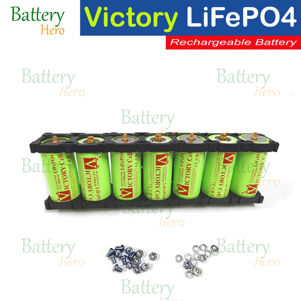 Victory Battery ชุด7 ก้อน แบตเตอรี่ลิเธียมฟอสเฟต LifePO4 32650 3.2V 5 ...