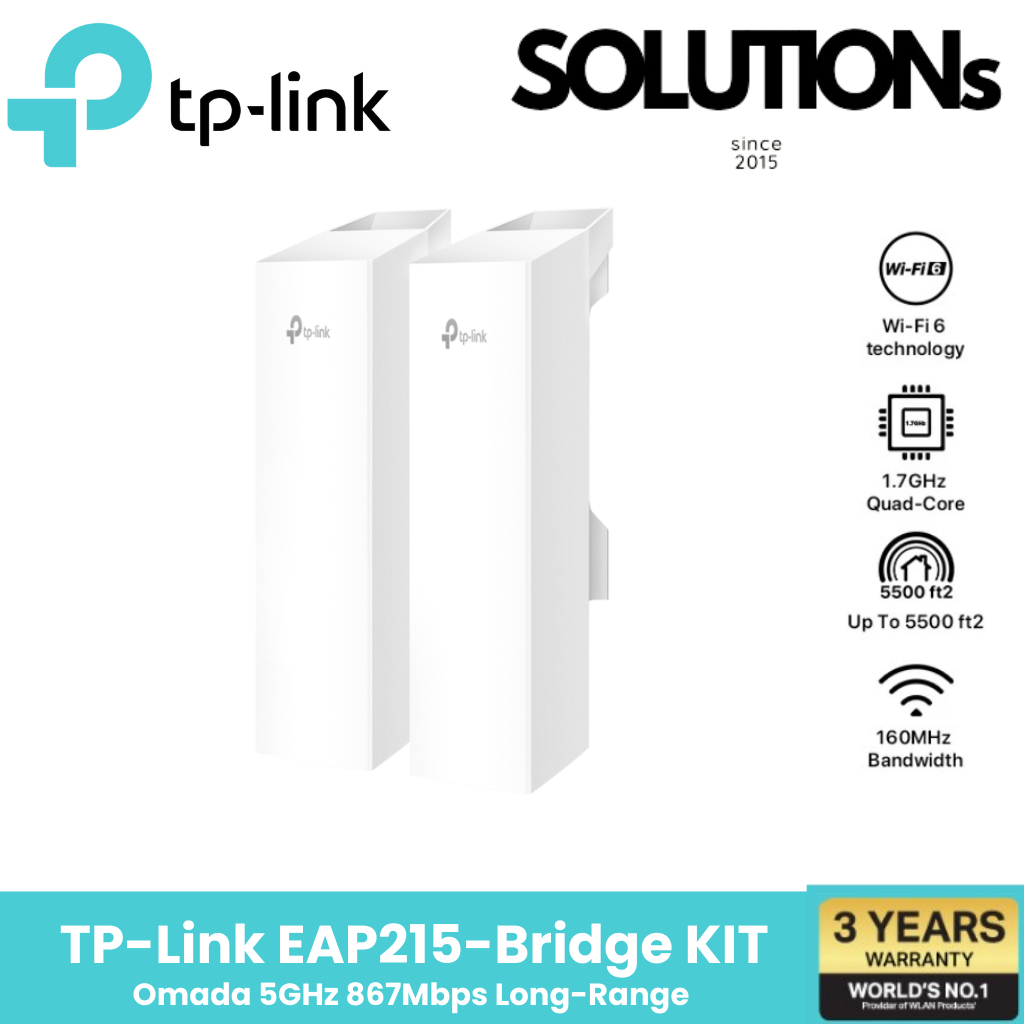 TP-LINK EAP215-Bridge KIT Omada 5GHz 867Mbps Long-Range Indoor/Outdoor ...