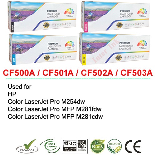 หมึกเทียบเท่า CF500A/ CF501A/CF502A/ CF503A (สีดำ/ สีฟ้า/ สีเหลือง/ สี ...