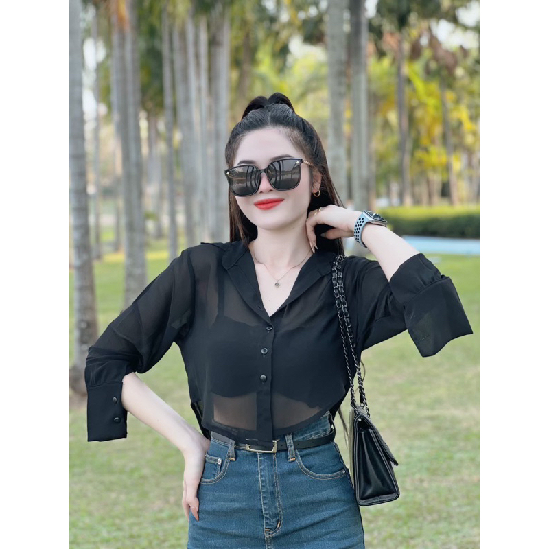 ครอปเชิ้ตชีฟอง (C01) | Shopee Thailand