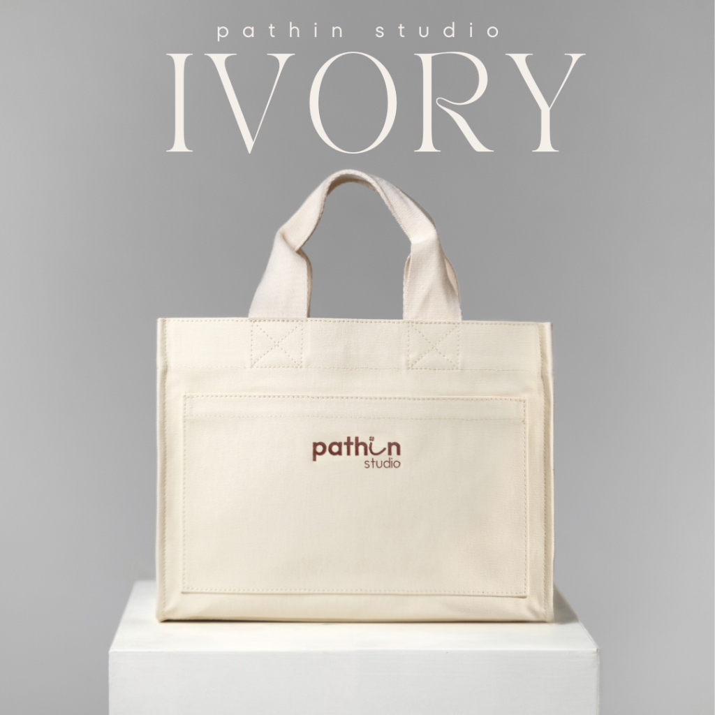 Pathin Studio กระเป๋าผ้า canvas ใส่คอมทำงาน พร้อมด้วยฐานรอง ช่องใส่ของ ...