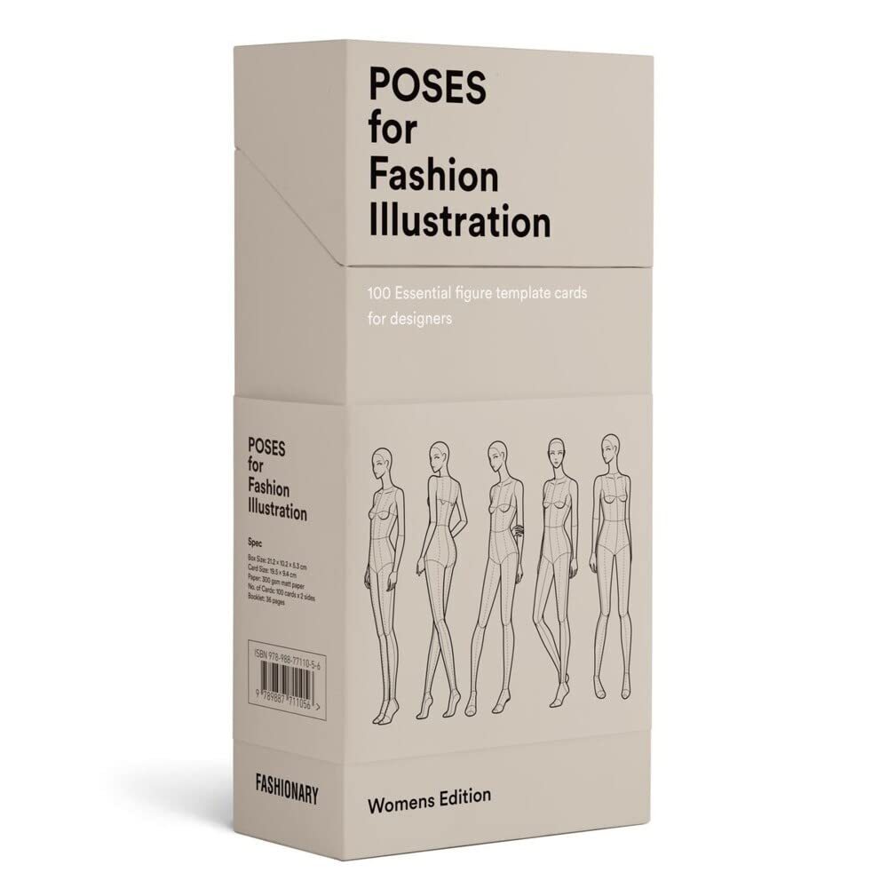 100 Pose Cards : Women's figure templates for fashion illustration ...