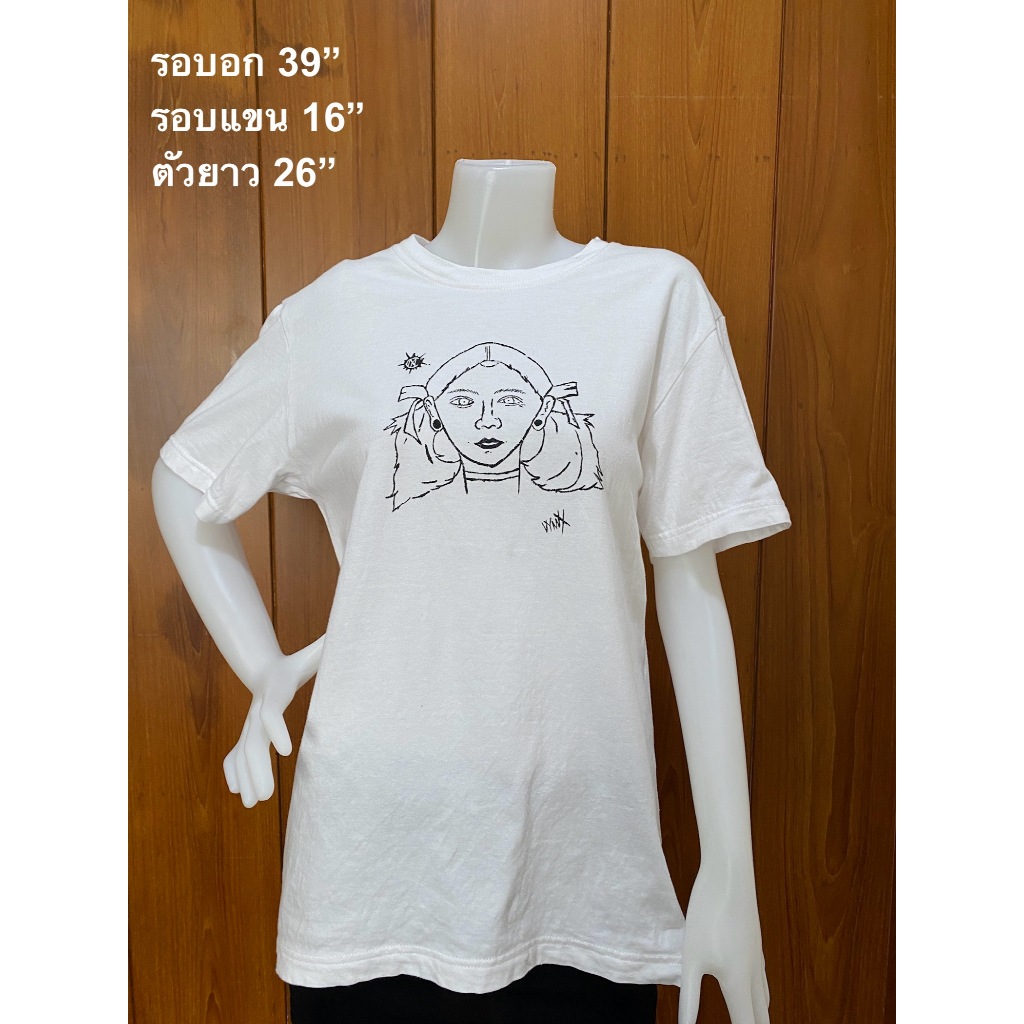 เสื้อยืดสีขาว ป้าย TeeSH ไซส์ M ฝรั่ง มือสองสภาพดี | Shopee Thailand