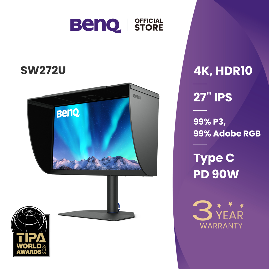 BenQ SW272U 27นิ้ว 4K IPS AdobeRGB 90W USB-C Photographer Monitor (จอ ...