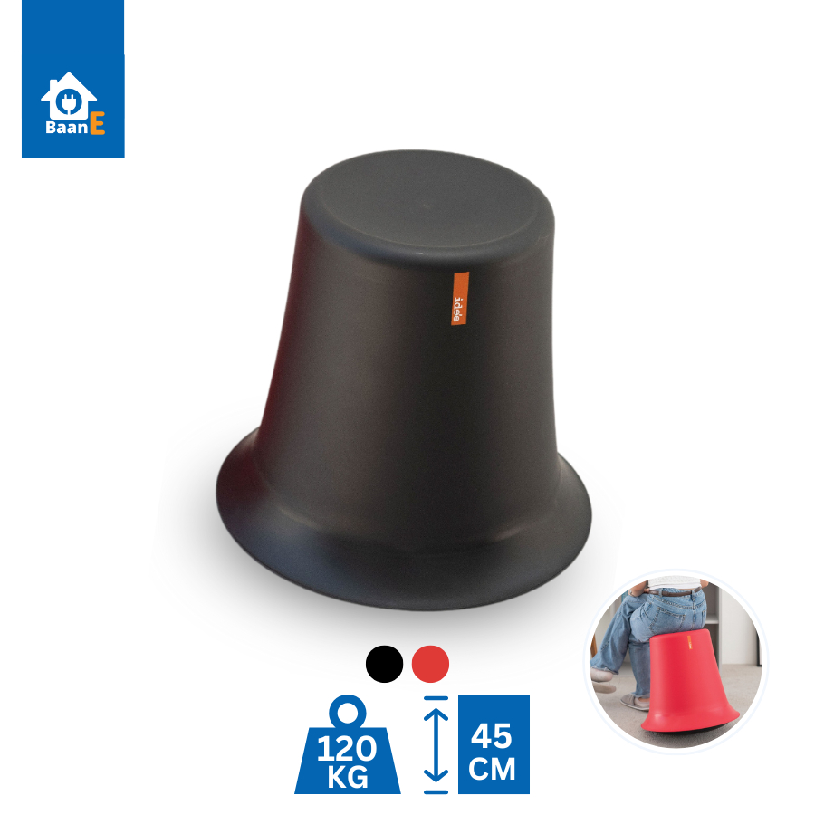 BaanE เก้าอี้โยก สีดำ/เเดง สูง 45 ซม. รับน้ำหนักได้ถึง 120 กก. สตูลเก็บ ...