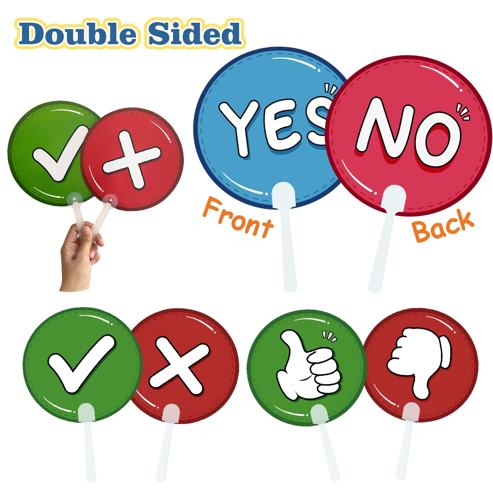 Yes & No Correct & Wrong Thumbs Up & Thumbs Down Double-Side Handheld ...