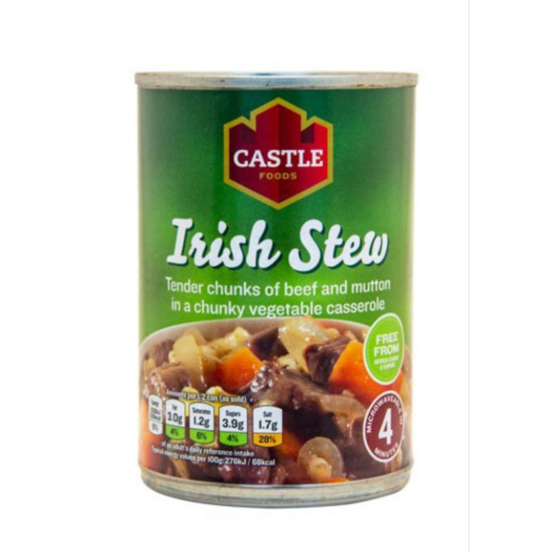 CASTLE Irish Stew with Beef Mutton & Vegetables 385g BBF: 01/02/27 ...