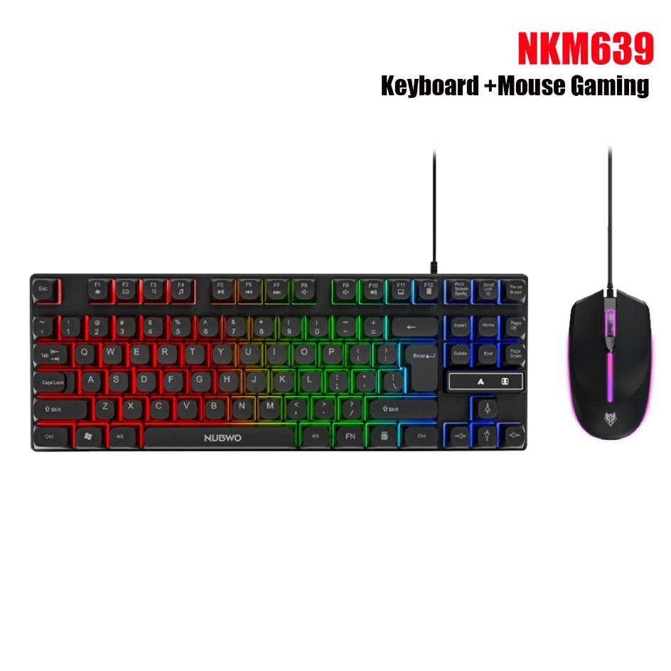 Nubwo NKM-639 RGB RUBBER DOME SWITCHES คีย์บอร์ดและเมาส์แบบสาย มีไฟ | Shopee Thailand