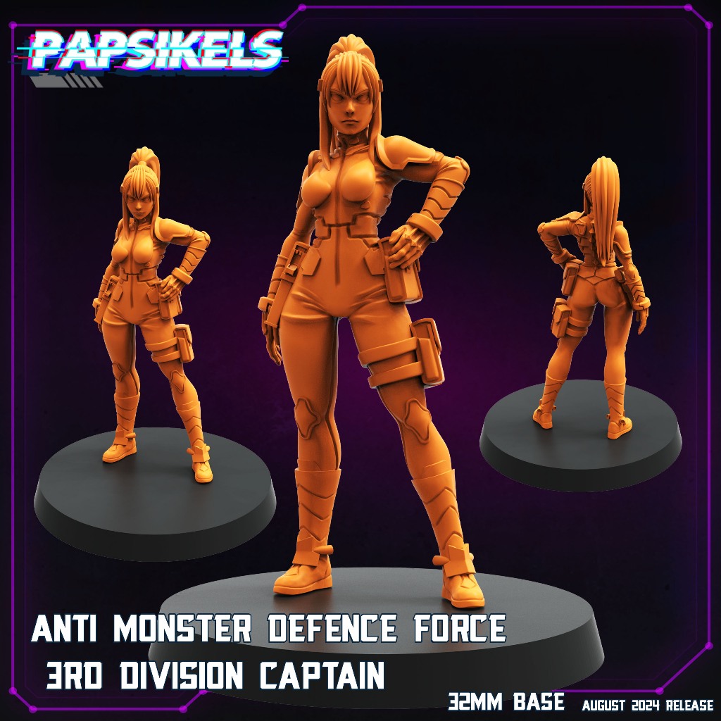 AMDF 3rd Division Captain [1] - Monster No. 8 - Humanoid Human / 32mm scale 3D printed miniature ...