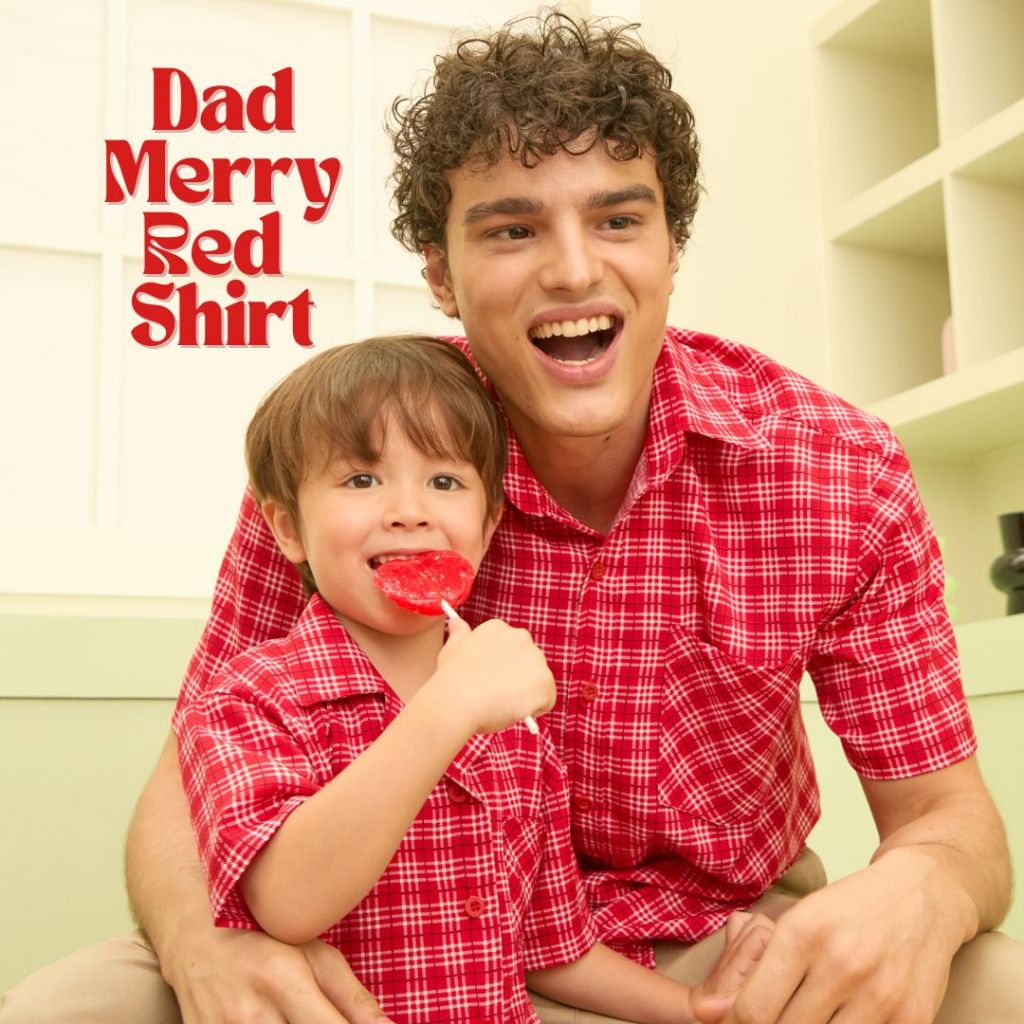 ชุดครอบครัว ชุดพ่อแม่ลูก family set Merry moment Collection ลายทางสีแดง ...