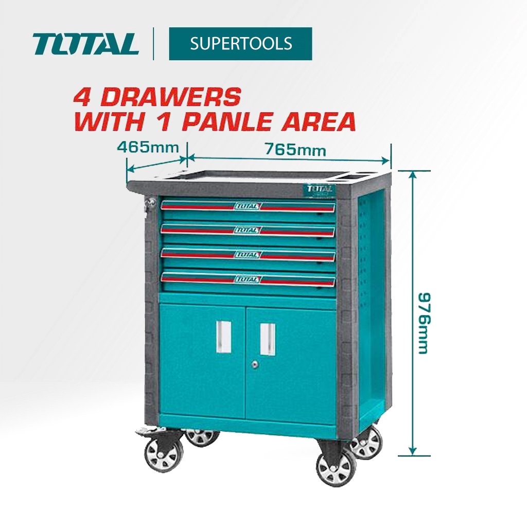 ตู้เครื่องมือช่าง 4 ชั้น (ตู้เปล่า) TOTAL THRC01041 ตู้เครื่องมือ Roller cabinet Supertools ...