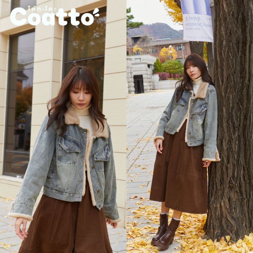 [Coatto.bkk] แจ็คเก็ตยีนส์ฟอกบุขน แต่งปกขน ทรงโอเวอร์ไซส์ (C184 ...