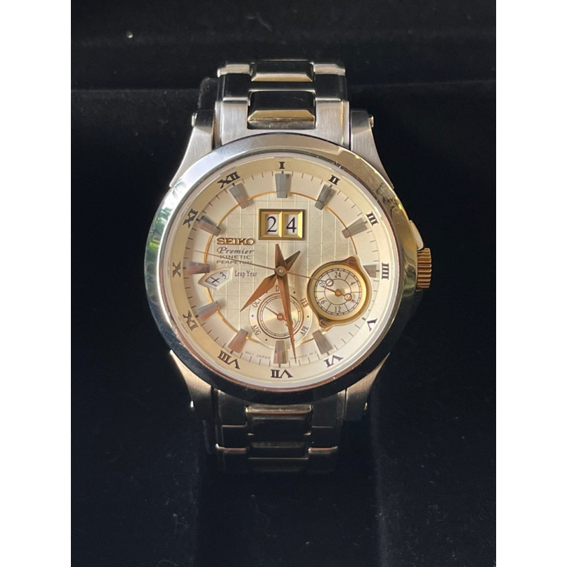 SEIKO PREMIER KINETIC Perpetual Calendar 7D48-0AA0 Auto Quartz Mens ...