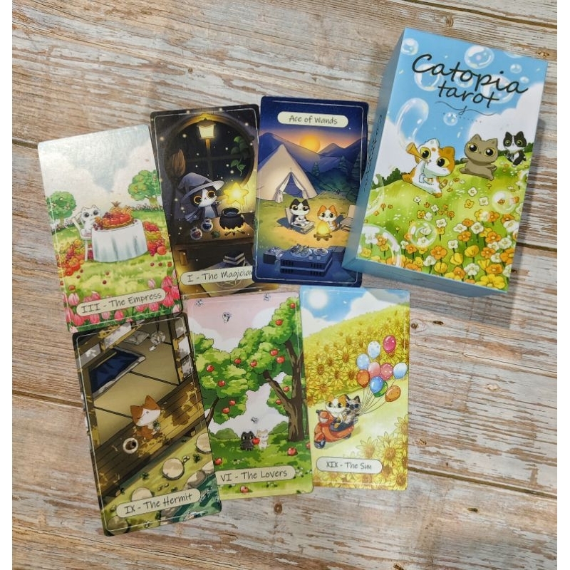 Catopia Tarot ไพ่ยิปซีแท้ธีมแมวเหมียวน่ารักขอบเงินหรูหรา ไพ่ทาโร่ต์ ...