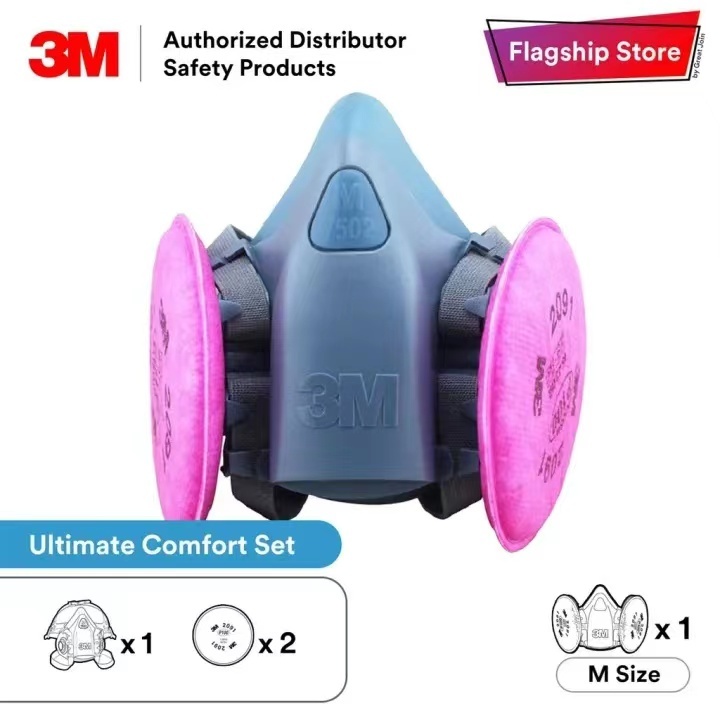 หน้ากาก 3M 7502+2091 พร้อมแผ่นกรอง รุ่น 2097 ป้องกันฝุ่น สารเคมี เหมาะกับ งานเจียร์ เชื่อม ตัด ...