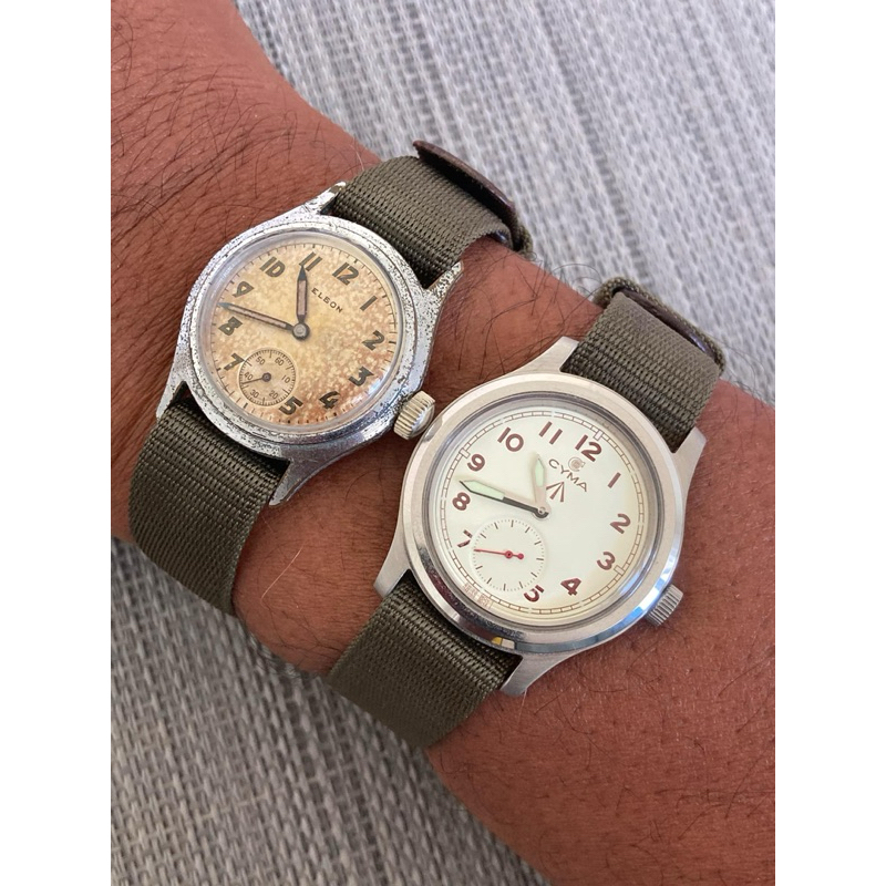 นาฬิกาทหาร Vintage Military Watch Cyma Quartz 32mm & Elbon Military ไข ...