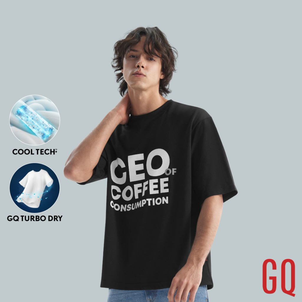 GQ Cool Tech™ Oversized T-shirt Print เสื้อยืดทรงโอเวอร์ไซซ์ผ้าเย็นทั้ง ...