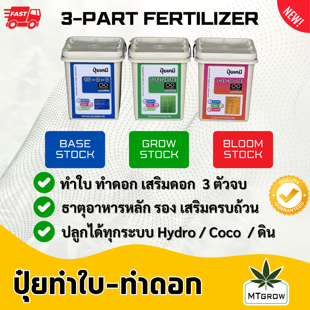 ปุ๋ยกัญชา BASE GROW BLOOM 3-Part 2 kg hydro / coco (แบบผงไปผสมน้ำ) | Shopee Thailand