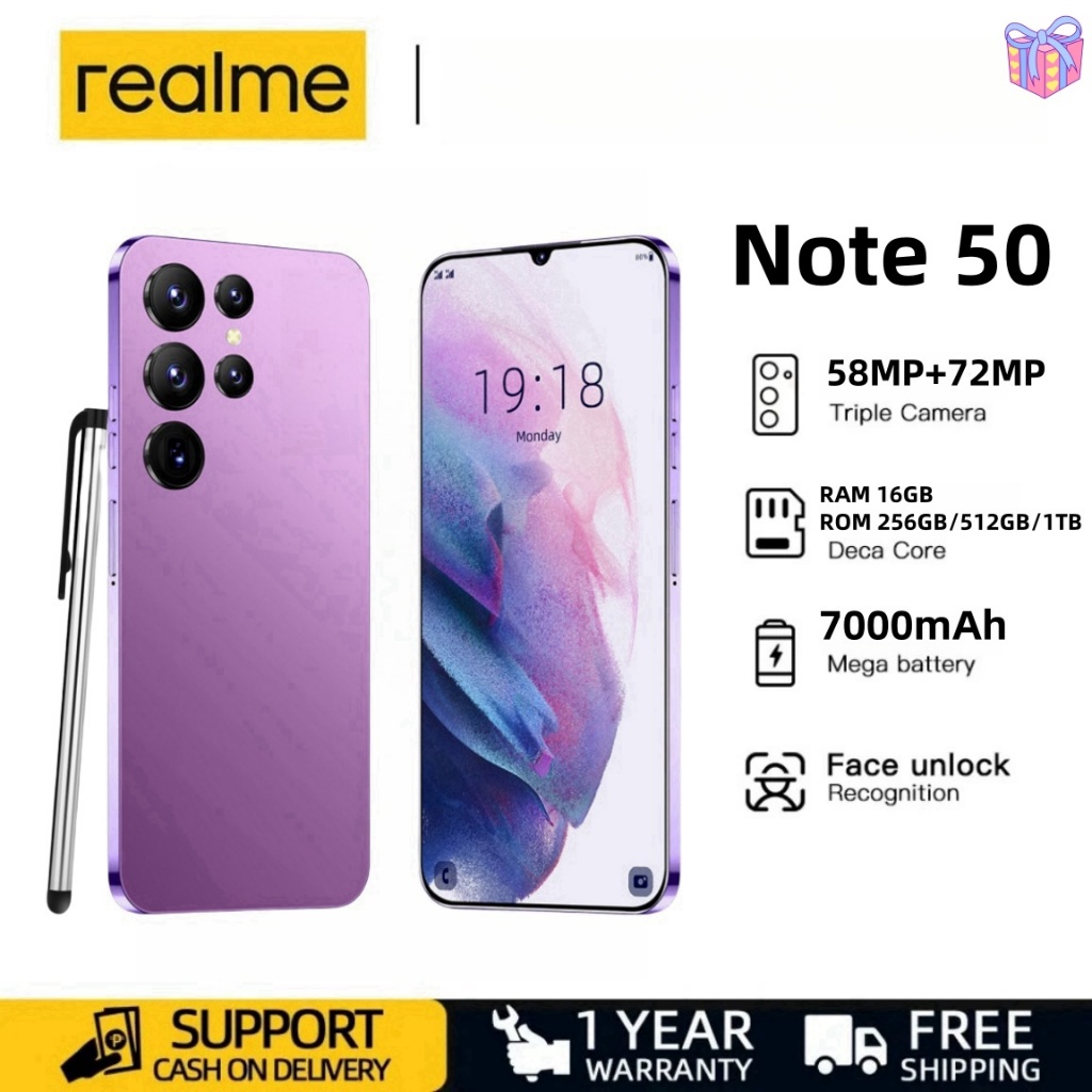 Realme Note50 6.8 นิ้ว, RAM 16GB, ROM 1TB, 58MP+72MP 7000MAH, แบตอึดทน, โทรศัพท์เกมมิ่งราคาถูก ...