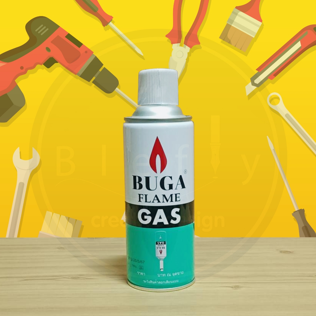 แก๊สกระป๋อง Buga ขวดใหญ่ 300กรัม แก๊สเติมไฟแช็ค กระป๋องแก๊สพกพา BUGA ...