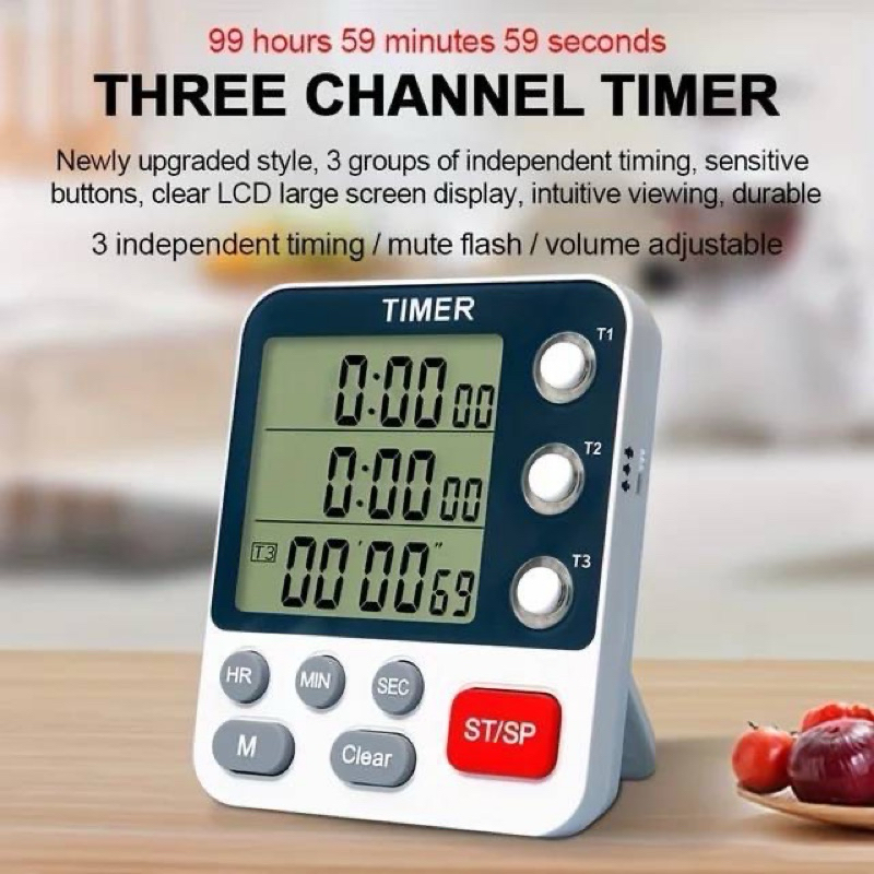 Bei Digital Dual Kitchen Timer นาฬิกาจับเวลาจอแสดงผลขนาดใหญ่ พร้อมส่งใน ...