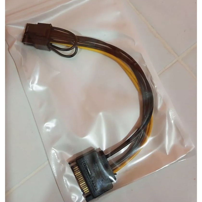 ส่งจากไทย สายไฟ SATA แปลงออก 6+2 PIN VGA (6pin + 2pin) 15Pin SATA Male ...