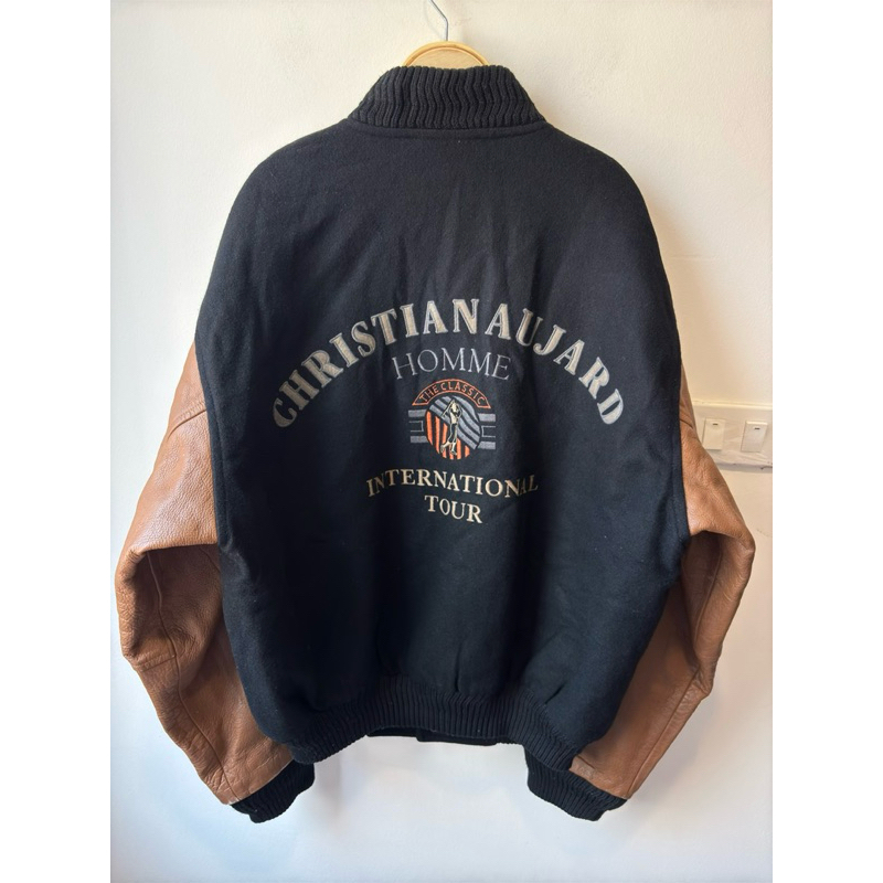 CHRISTIAN AUJARD HOMME VARSITY LEATHER ARM JACKET Vintage | Shopee Thailand