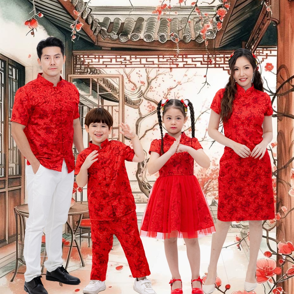 ชุดจีน ผ้าไหมจีน ลายมังกร สีแดง เดรสชุดตรุษจีน ชุดจีนเด็ก น่ารัก ชุดจีน ...