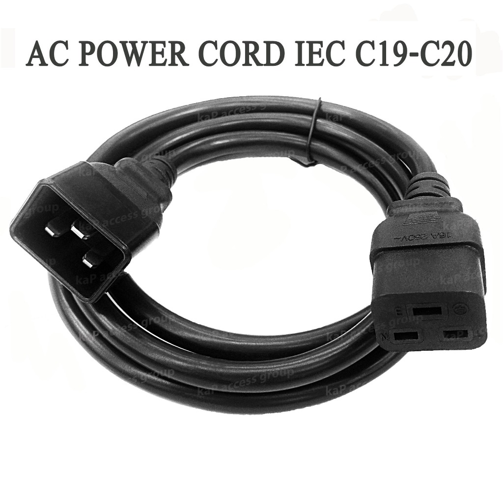 สาย Ac Power Cord Iec C19 C20 3 X 1 5 Sq Mm 16awg 1 8m 3m 16a Shopee Thailand