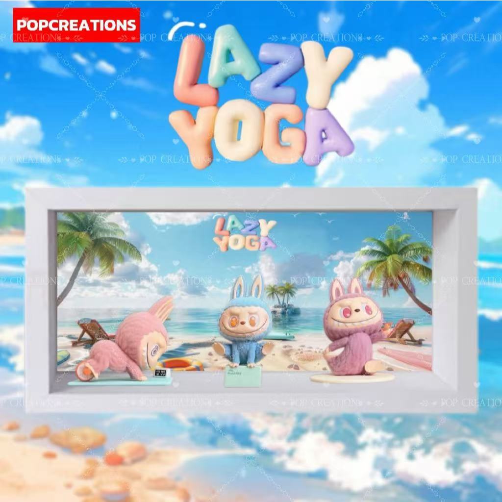 POPCREATIONS POPMART DIY THE MONSTERS LAZY YOGA กรอบรูป 14*35 กล่อง BOX ...