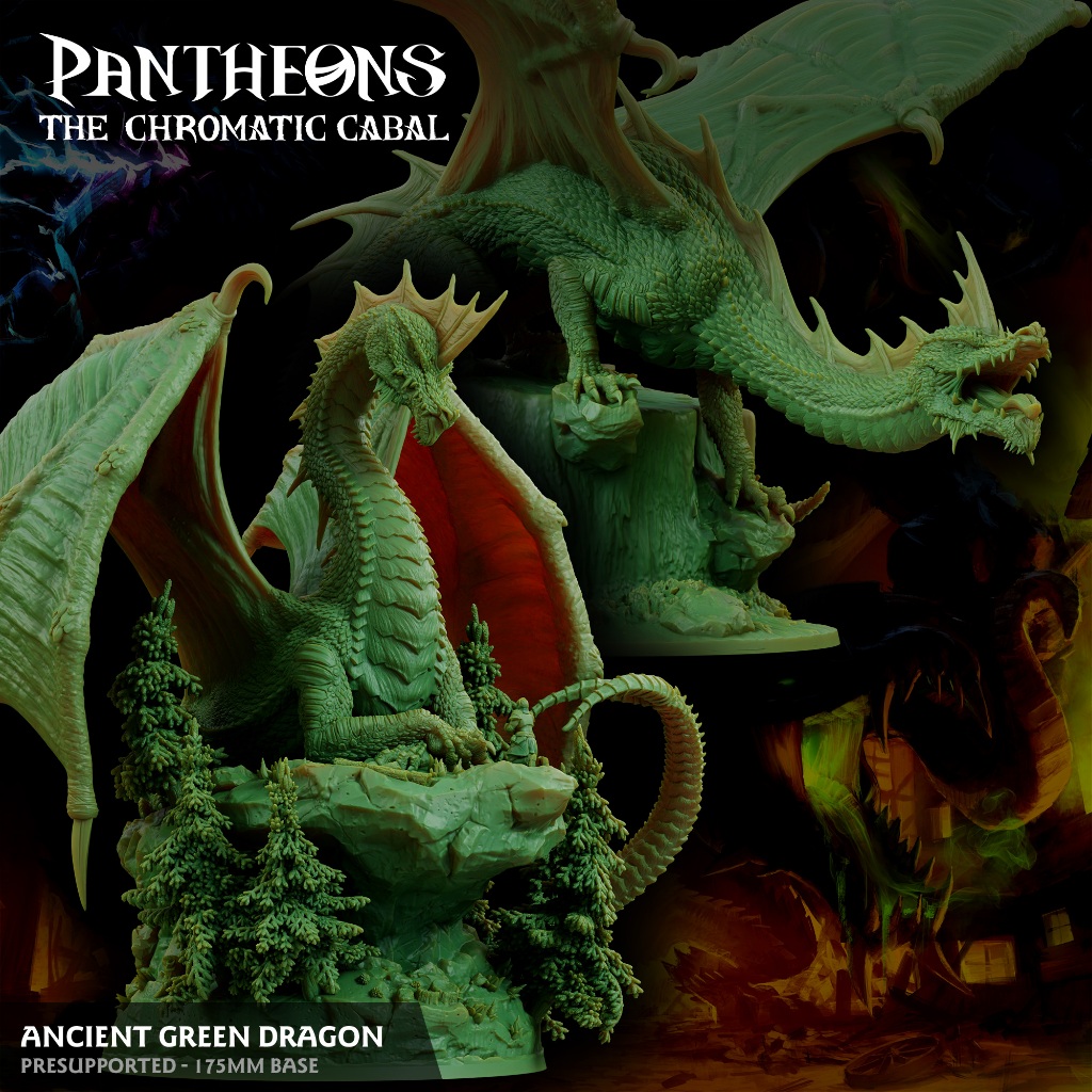 Pantheons - [Ancient Green Dragon] - โมเดลสำหรับ DnD miniature, [Made ...