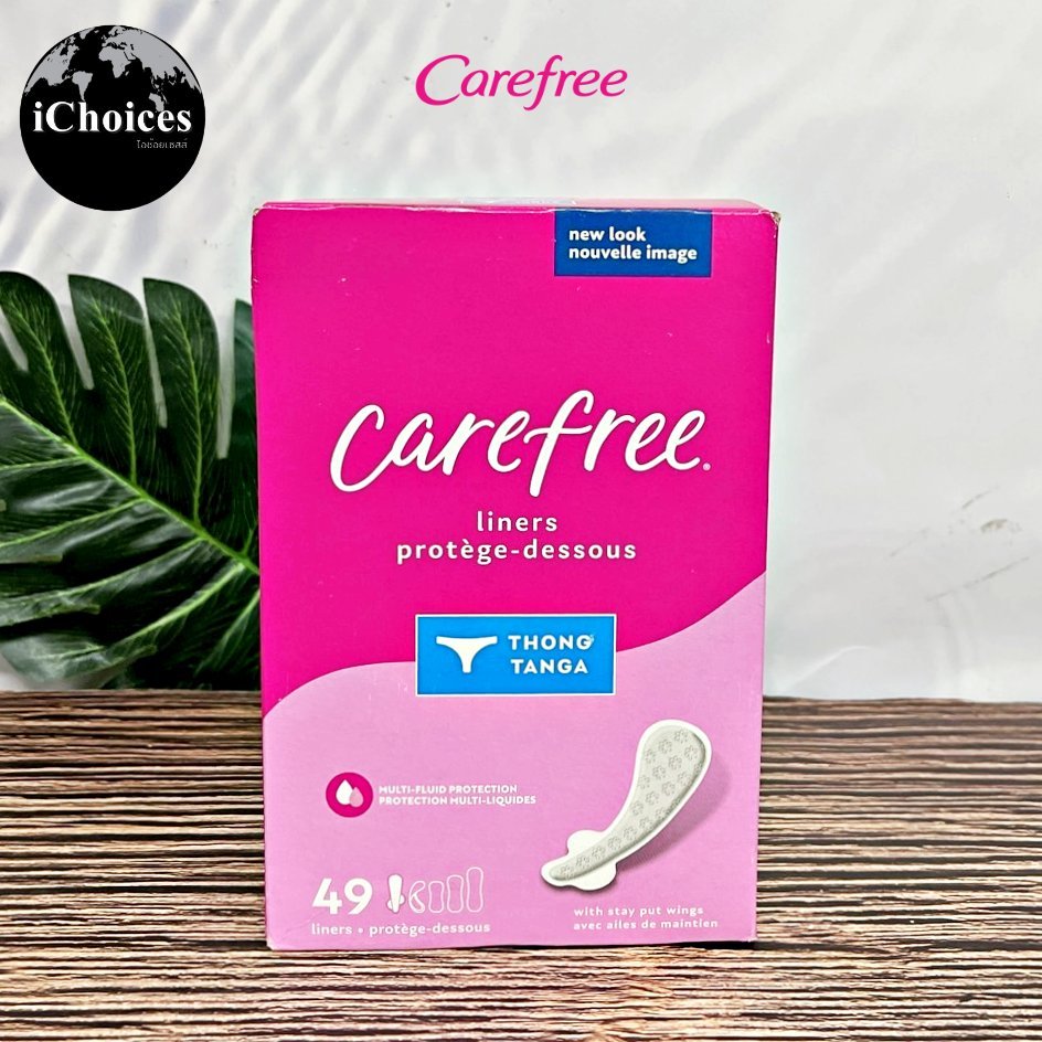 [Carefree] Thong Daily Liners Unscented with Stay Put Wings 49 Count ...