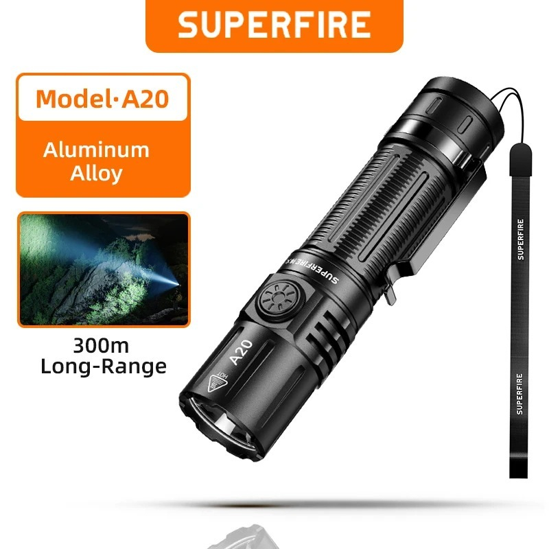 SUPERFIRE A20 ไฟฉายยุทธวิธี LED SST40 2000LM ชาร์จ USB Type C แบตฯ 21700 พร้อมฟังก์ชั่นหน่วย ...