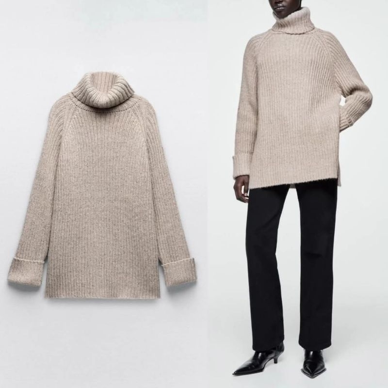 ZARA OVERSIZED RIB KNIT SWEATER | Shopee Thailand
