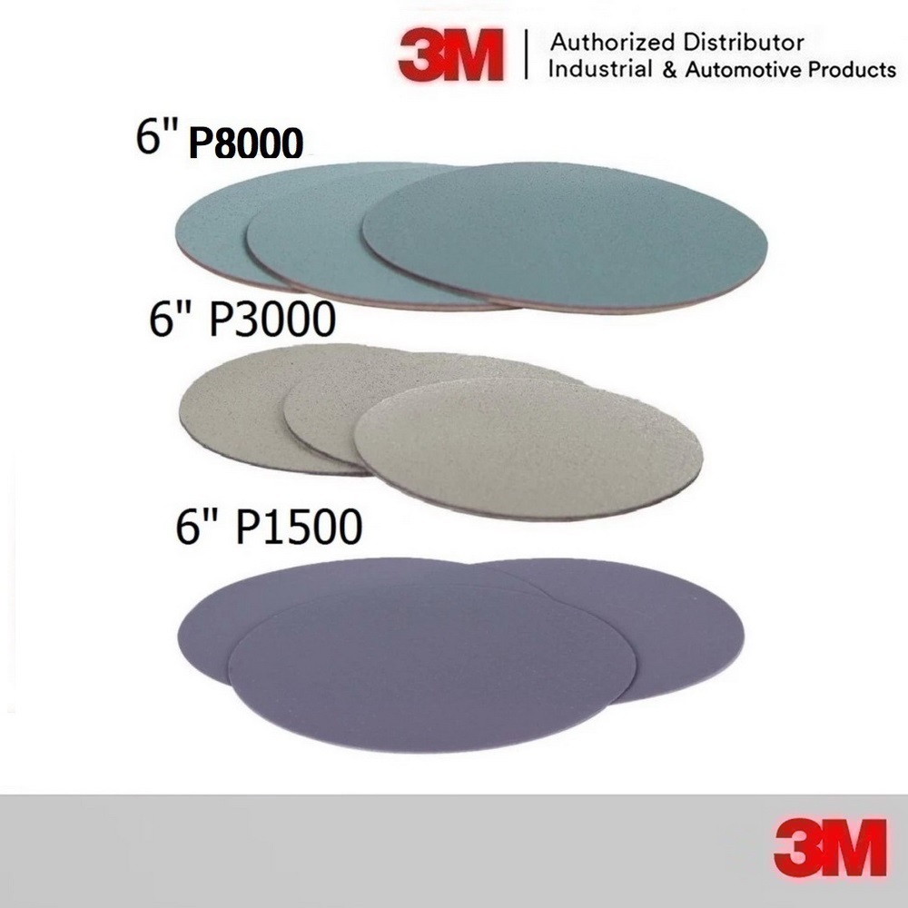 3M กระดาษทรายกลม 6" P1500 x(3 แผ่น) P3000 x(3 แผ่น) P8000 x(3 แผ่น ...