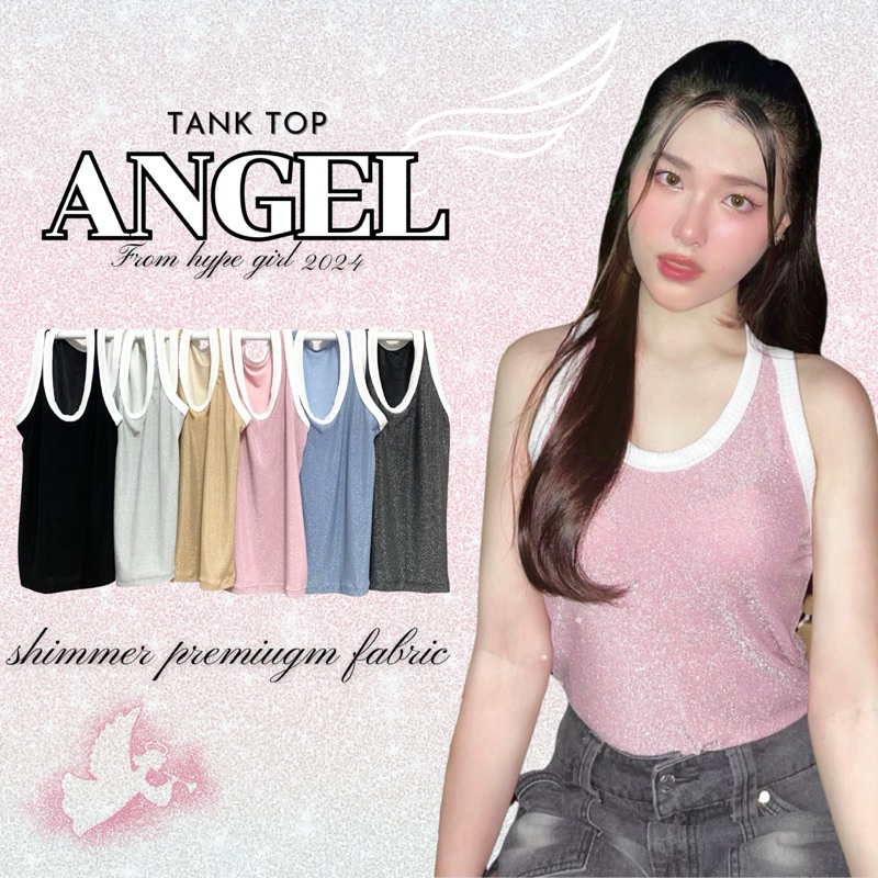 Angel tank top premium เสื้อกล้ามผ้าชิมเมอร์เล่นแสงสวยมาก ผ้าทอใยกลิตเต ...