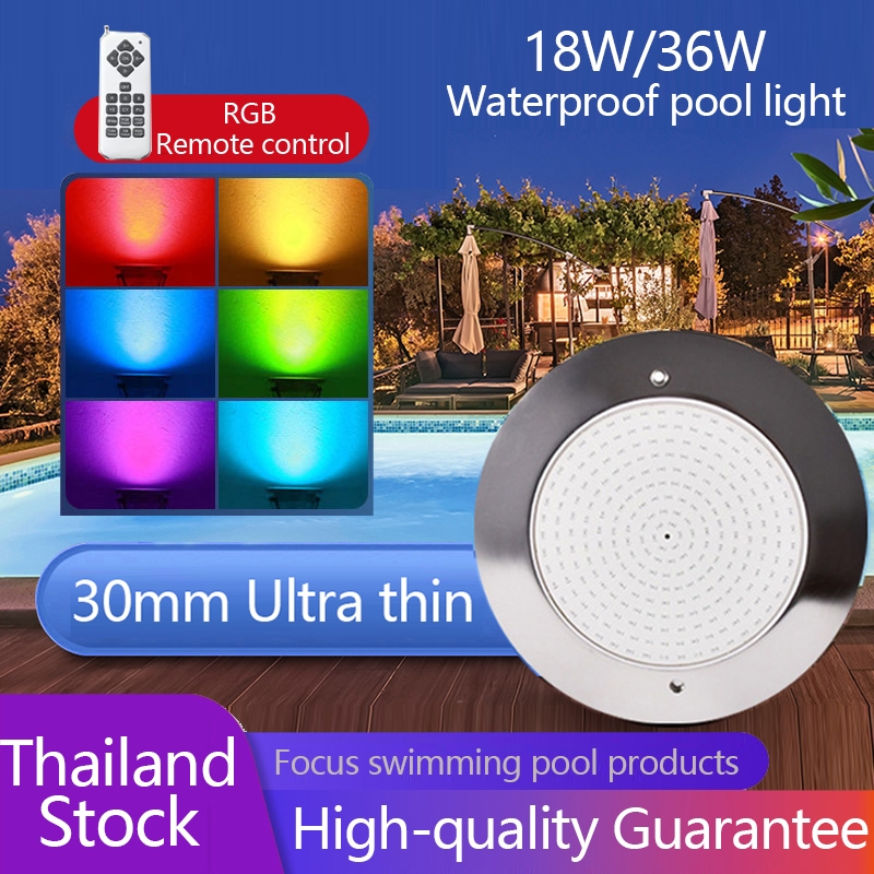 Ultra Thin Swimming Pool Light 18W/36W ไฟ LED สระว่ายน้ำ AC12V ไฟสระว่ายน้ำสแตนเลส IP68กันน้ํา ...