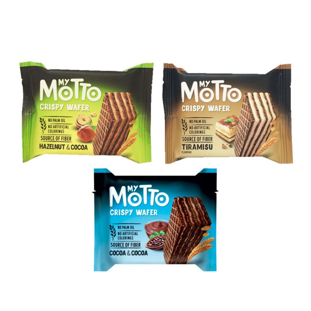 My Motto Wafer เวเฟอร์กรอบสอดไส้ครีมเข้มข้น นํ้าหนัก 30 กรัม มี 3 รสชาติ สินค้าจากบัลแกเรีย มีฮา ...