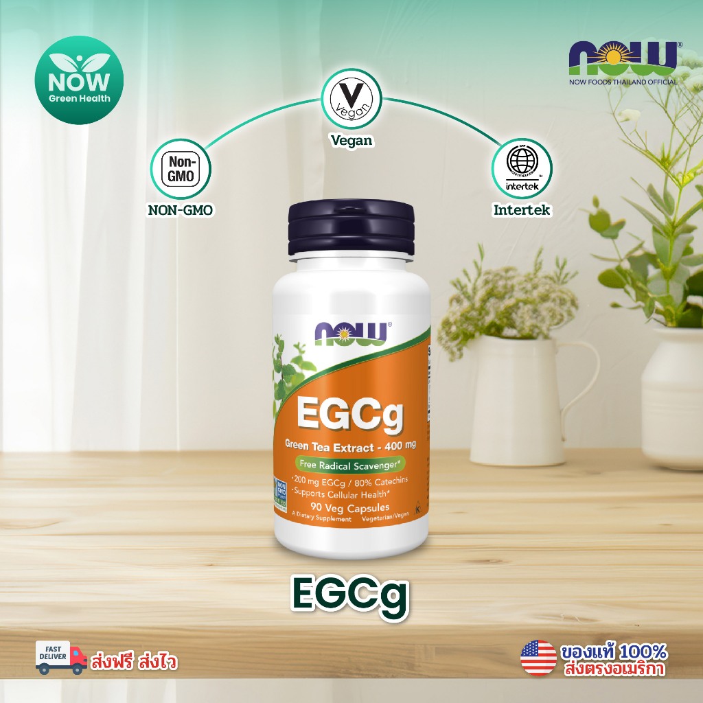 Now Foods EGCg Green Tea Extract 400 mg 90 Veg Capsules กรีนที สารสกัด ...