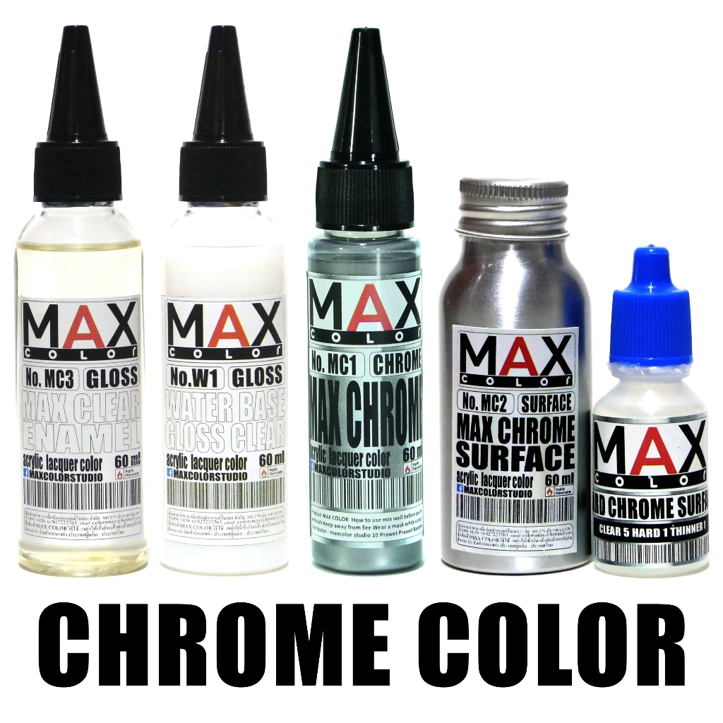 Max Color MAX CHROME สีอะคริลิคแลคเกอร์ สีสำเร็จรูป แอร์บรัชโมเดล กันพล ...