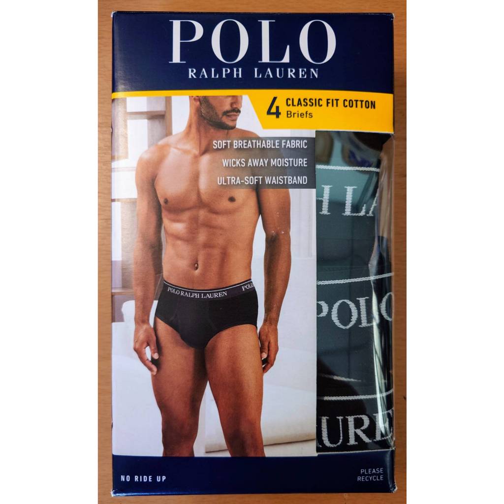 Polo Ralph Lauren Men's Stretch Classic Fit Briefs 4-Pack สีดำ [จาก shop US] | Shopee Thailand